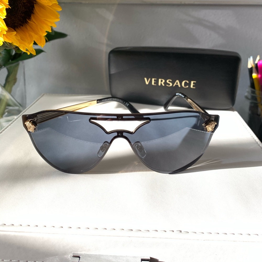 Versace Black Frameless Aviator Sunglasses - Gem